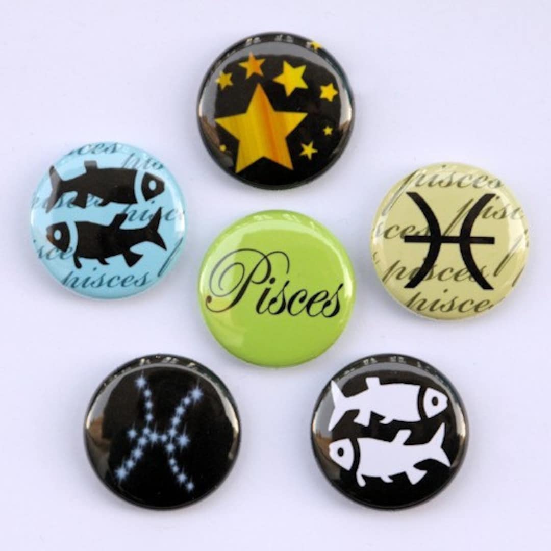 Pisces Set of 6 Buttons - Pinbacks Badges 1 Inch - Etsy