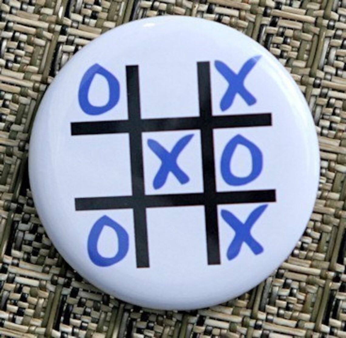 Tic Tac Toe Button Pinback Badge 1 1/2 inch Magnet | Etsy