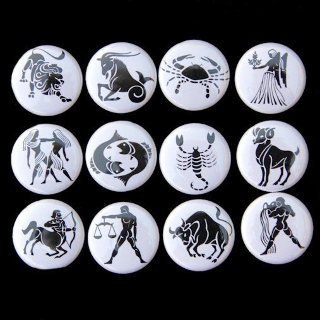 Zodiac Signs Set of 12 Buttons Pinbacks Badges 1 Inch - Etsy