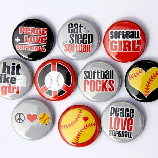 Softball Buttons - Etsy