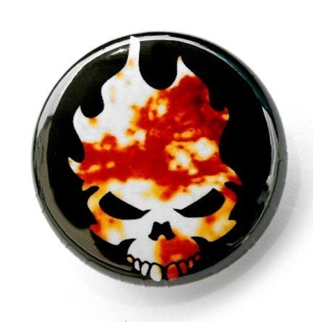 Flaming Skull - Button Pinback Badge 1 Inch - Etsy