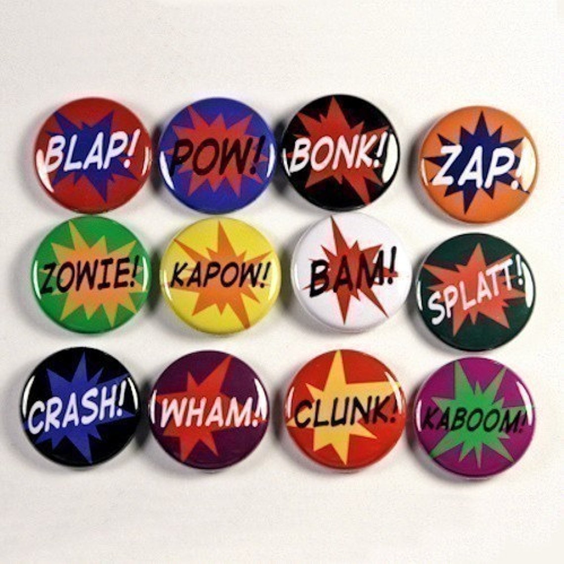 Superhero Sound Effects Set of 12 Magnets 1 Inch | Etsy