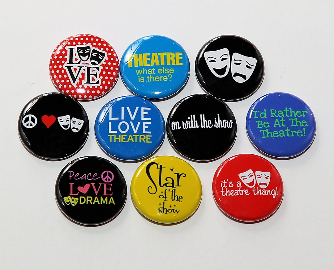 Theatre - Set of 10 Pinbacks Buttons Badges 1 Inch - Flatbacks or ...