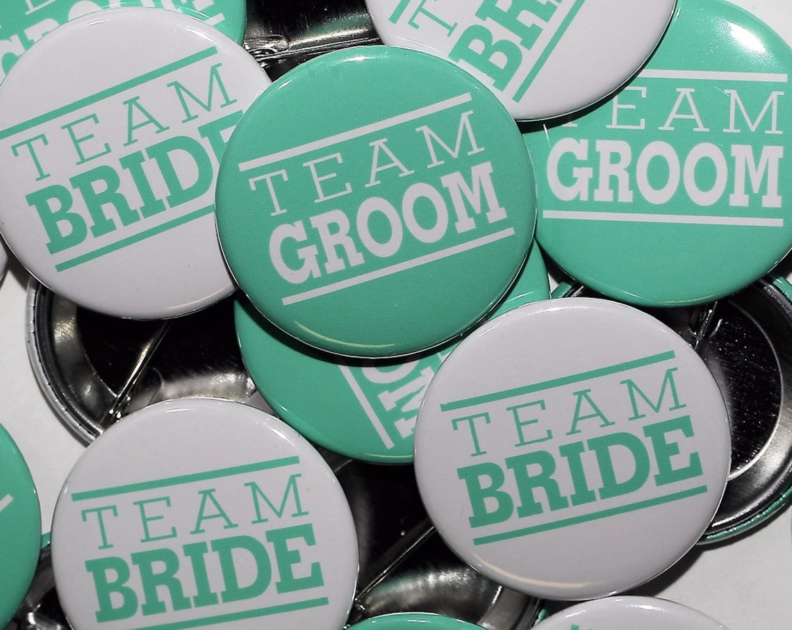 Team Bride Team Groom White & Mint 100 Pack Buttons - Etsy