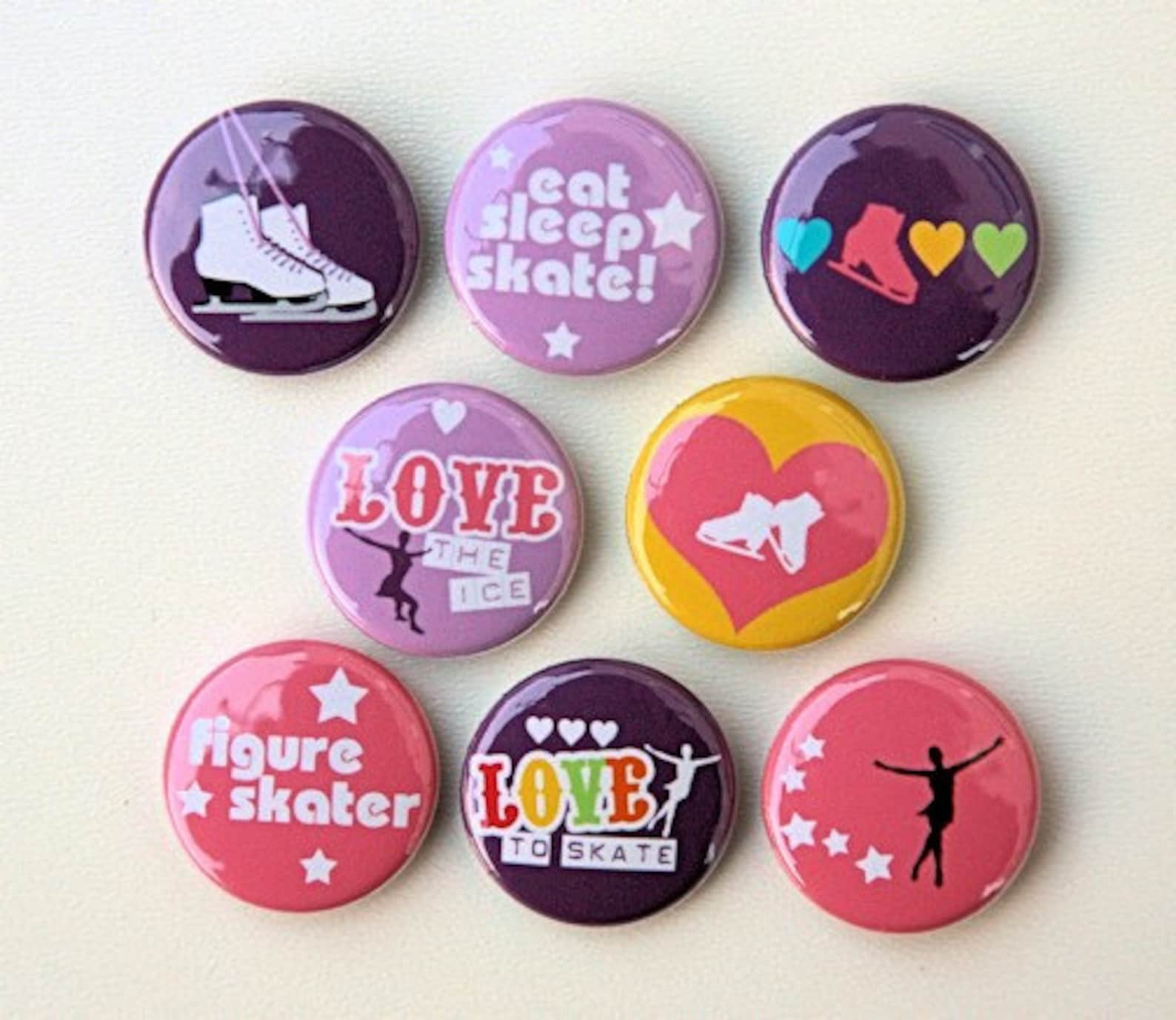 Figure Skating Buttons Set of 8 - Pinback Badges 1 Inch - Etsy