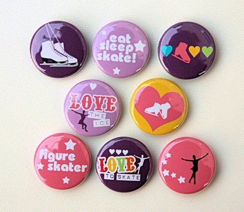 Figure Skating Buttons Set of 8 - Pinback Badges 1 Inch - Etsy
