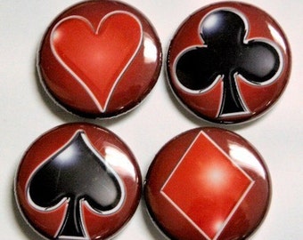 Playing Cards Buttons Set of 4 Pinbacks Badges 1 Inch Design 2 - Etsy