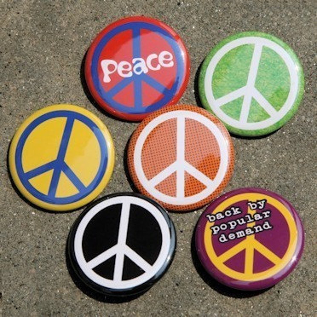 Peace Symbols Set of 6 Buttons Pinbacks Badges 1 1/2 Inch - Etsy