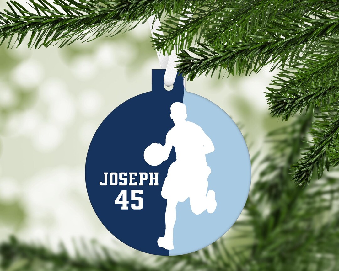 Basketball Player Silhouette Christmas Ornament - Team Colors - Boys Men Male - Customized ...