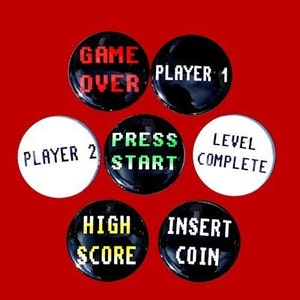Retro Video Game Buttons Set of 7 Pinbacks Badges 1 Inch - Etsy