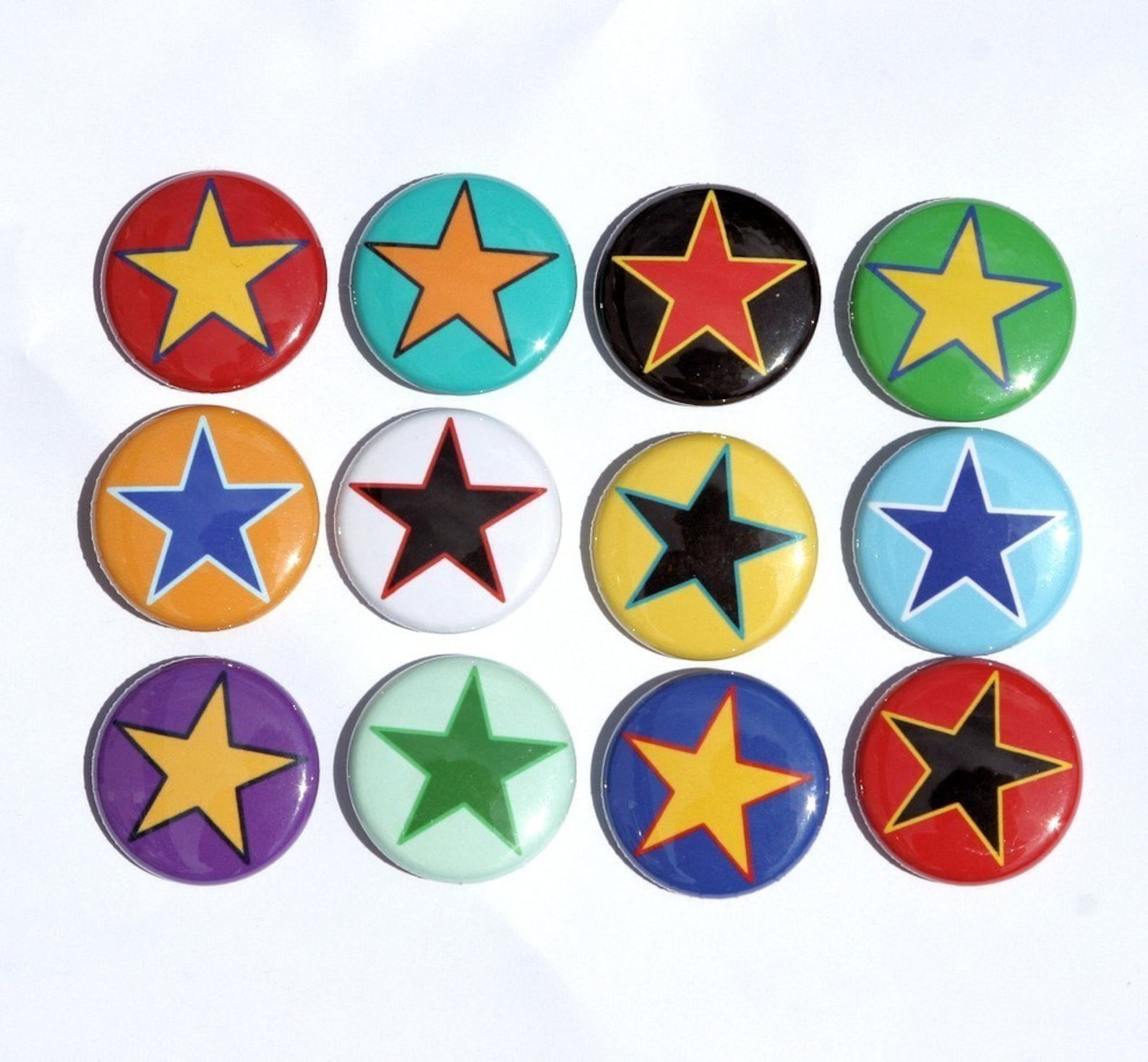 Stars Set of 12 Buttons Pinbacks Badges 1 Inch - Etsy