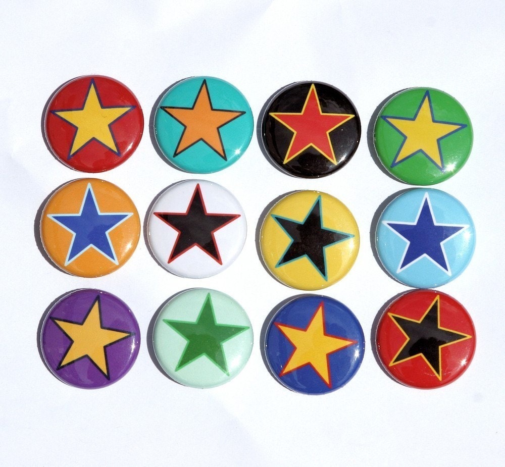 Stars Set of 12 Buttons Pinbacks Badges 1 inch | Etsy