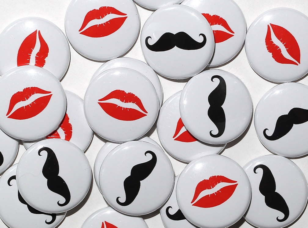 50 1 Pinbacks Mustache Lips Gender Reveal | Etsy