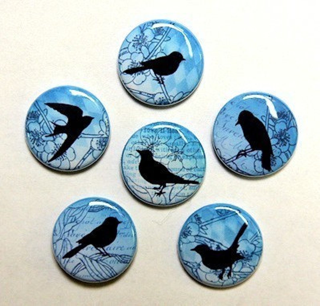 Blue Vintage Birds Set of 6 Buttons Pinbacks Badges 1 Inch - Etsy