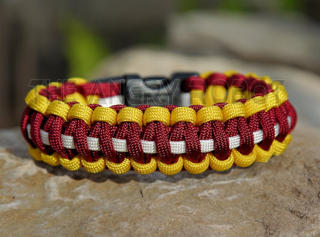 Paracord Bracelet - Team Colors - Yellow Burgundy White - Deluxe - Etsy