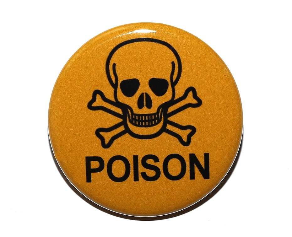 Poison Skull and Bones Yellow Pinback Button Badge 1 1/2 | Etsy