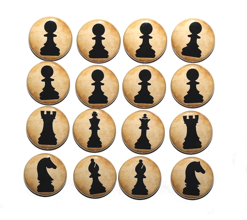 Chess Pieces Gold Set of 16 Pinbacks Buttons Badges 1 Inch - Etsy