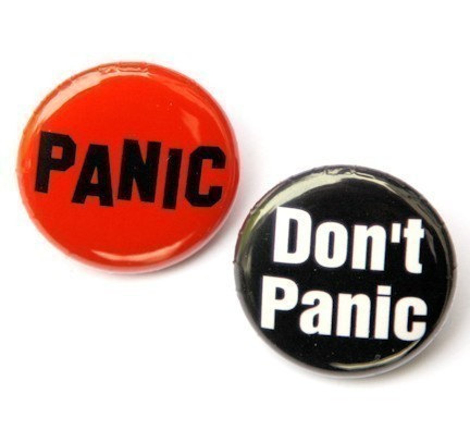 Panic Don't Panic Set of 2 Buttons Pinbacks Badges 1 Inch - Etsy