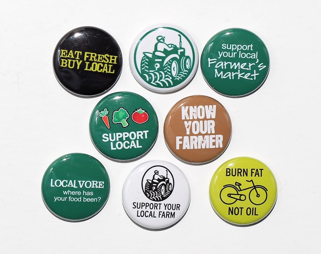 Farmers Market - Set of 8 Pinback Buttons Badges 1 Inch - Flatbacks or ...