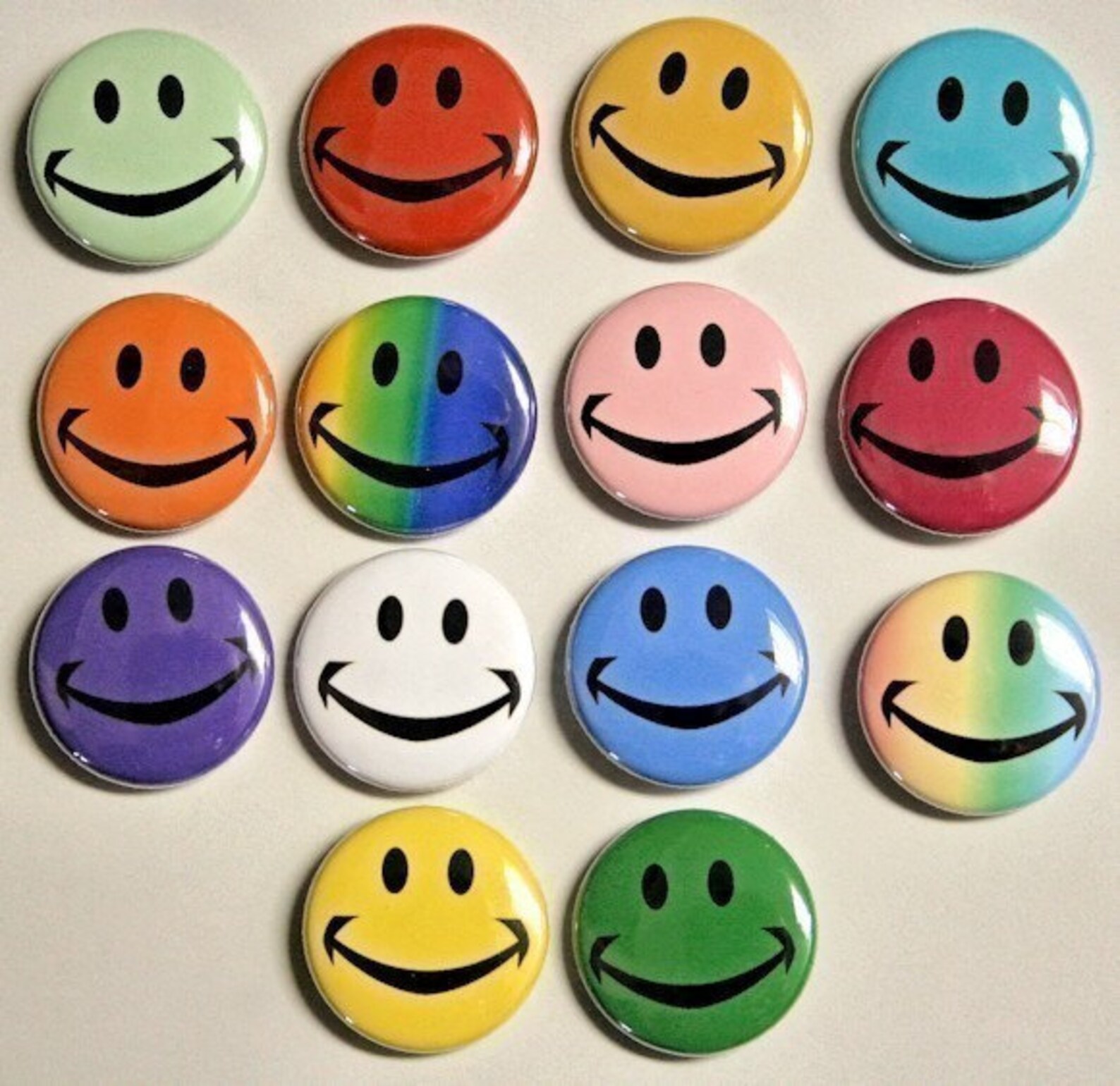 Colorful Happy Face Buttons Set of 14 Pinbacks Badges 1 Inch - Etsy