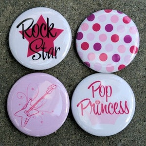 Pop Princess Rock Star Buttons Pinbacks Badges 1 1/2 Inch Set | Etsy