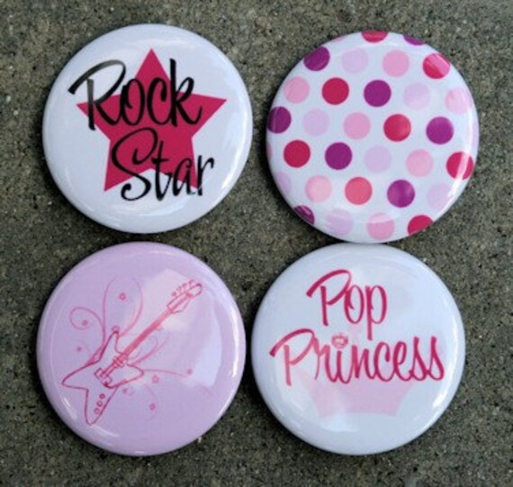 Pop Princess Rock Star Buttons Pinbacks Badges 1 1/2 Inch Set | Etsy