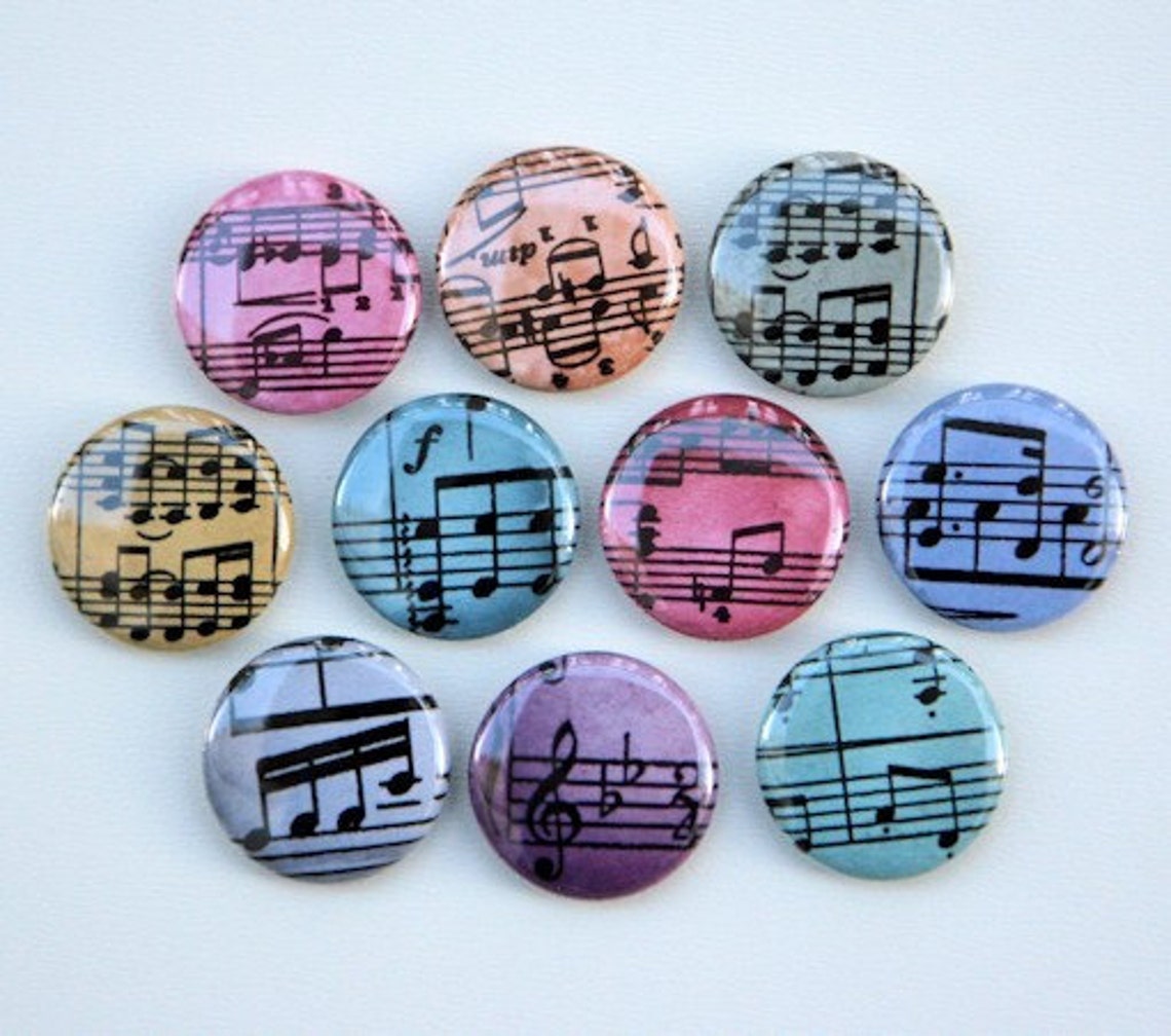 Colorful Musical Notes Set of 10 Pinback Buttons Badges 1 Inch | Etsy