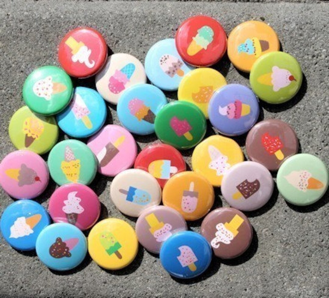 Ice Cream Buttons Set of 30 Pinbacks Badges 1 Inch - Flatbacks or ...