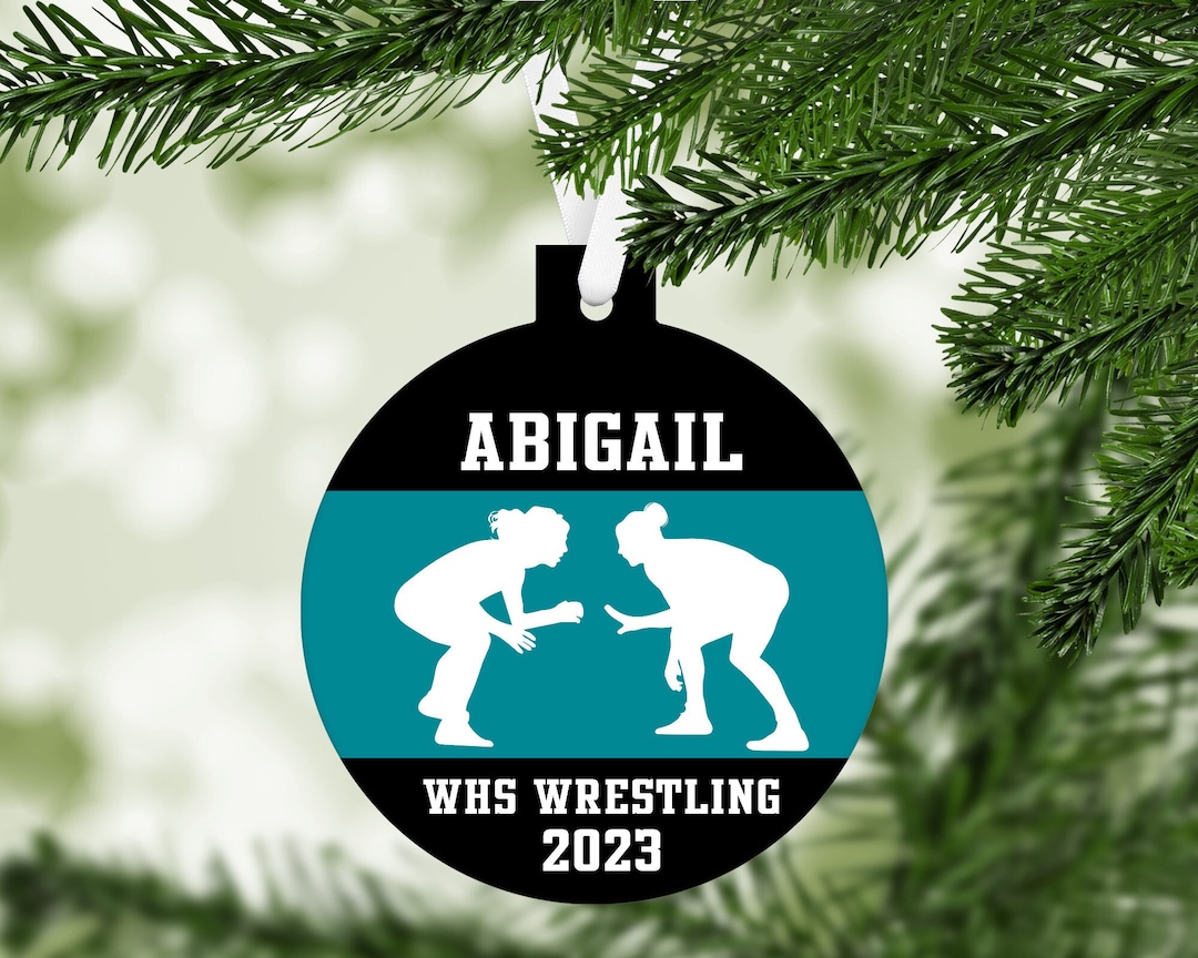 Wrestling Silhouette Christmas Ornament - Team Colors - Customized ...