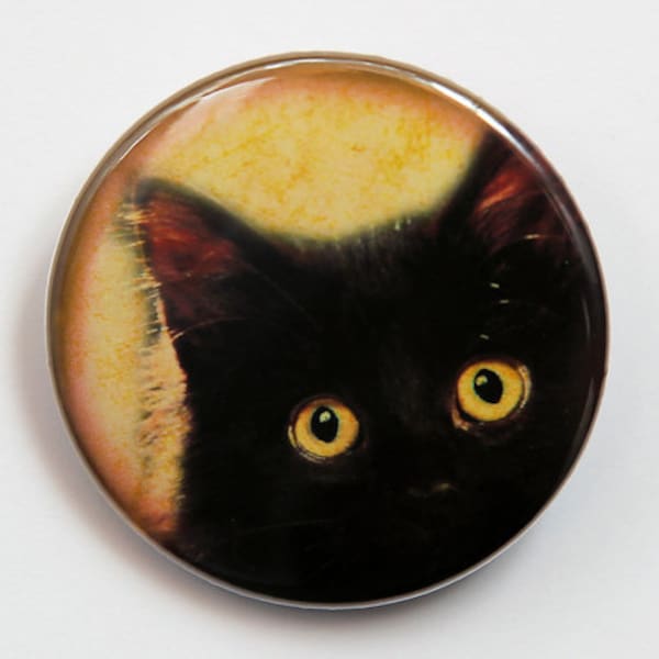 Black Cat Button - Etsy