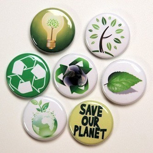 Recycle Set of 10 Buttons Pinbacks Badges 1 Inch Flatbacks - Etsy