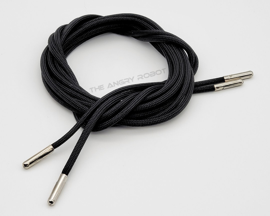 Black 550 Paracord Boot Shoe Sneaker Laces With Silver Metal Aglets ...