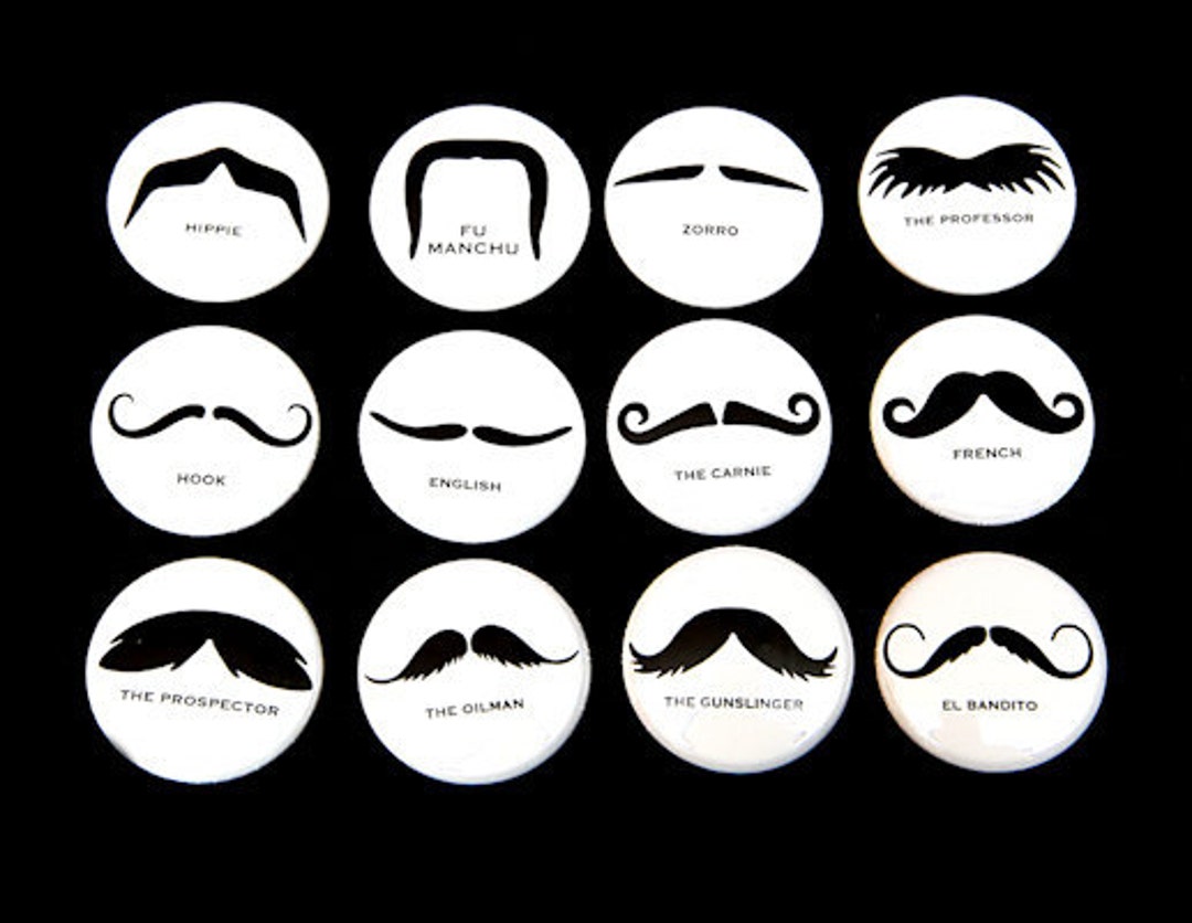 Mustaches Set of 12 - Magnets 1 Inch - White - Etsy