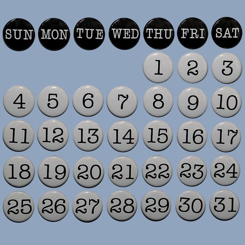 Black and White Perpetual Calendar-numbers 1-31 1 - Etsy