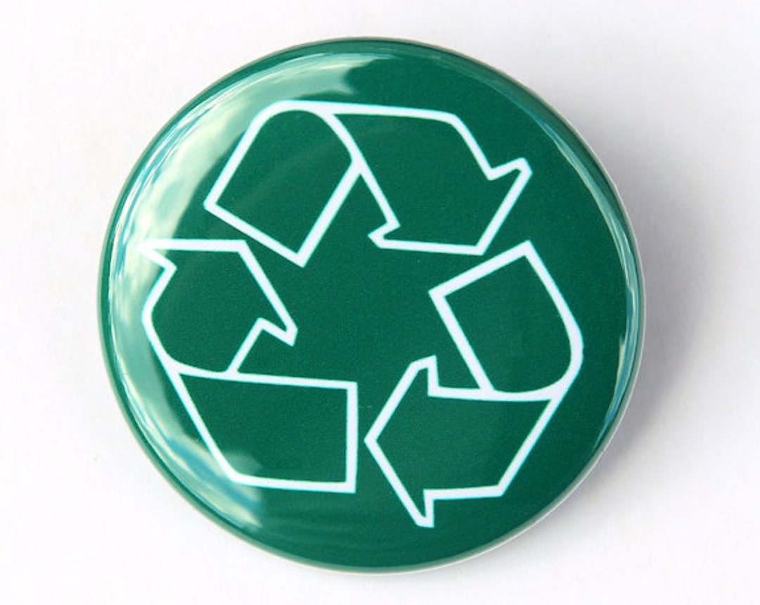Recycle Symbol Green - Button Pinback Badge 1 1/2 Inch 1.5 - Flatback ...