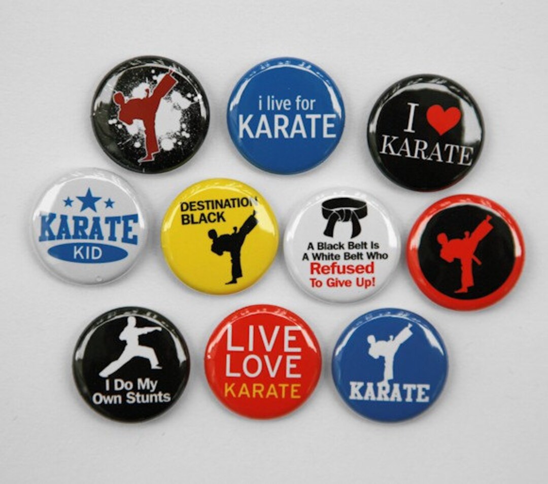Karate Set of 10 Buttons Pinbacks Badges 1 Inch - Flatbacks or Magnets ...