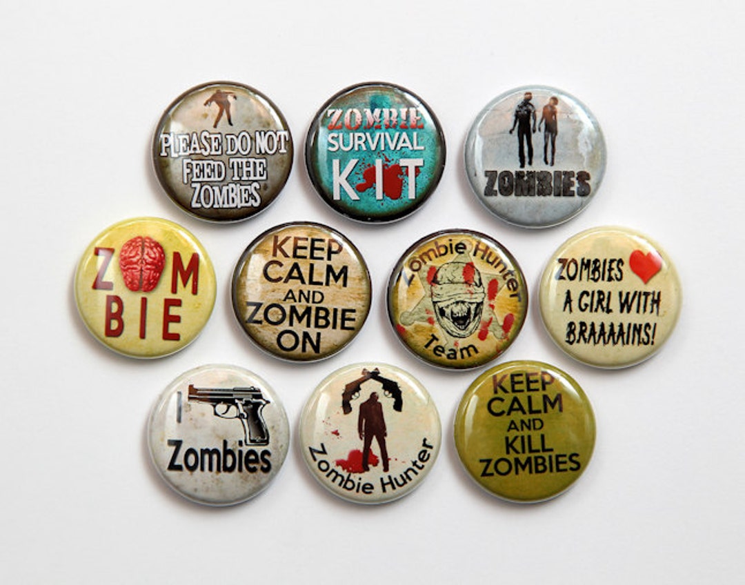 Zombie Pack - Set of 10 Pinback Buttons Badges 1 Inch - Etsy