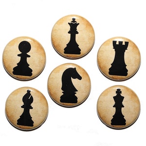 Chess Pieces Gold - Set of 6 Pinback Buttons Badges 1 Inch - Etsy