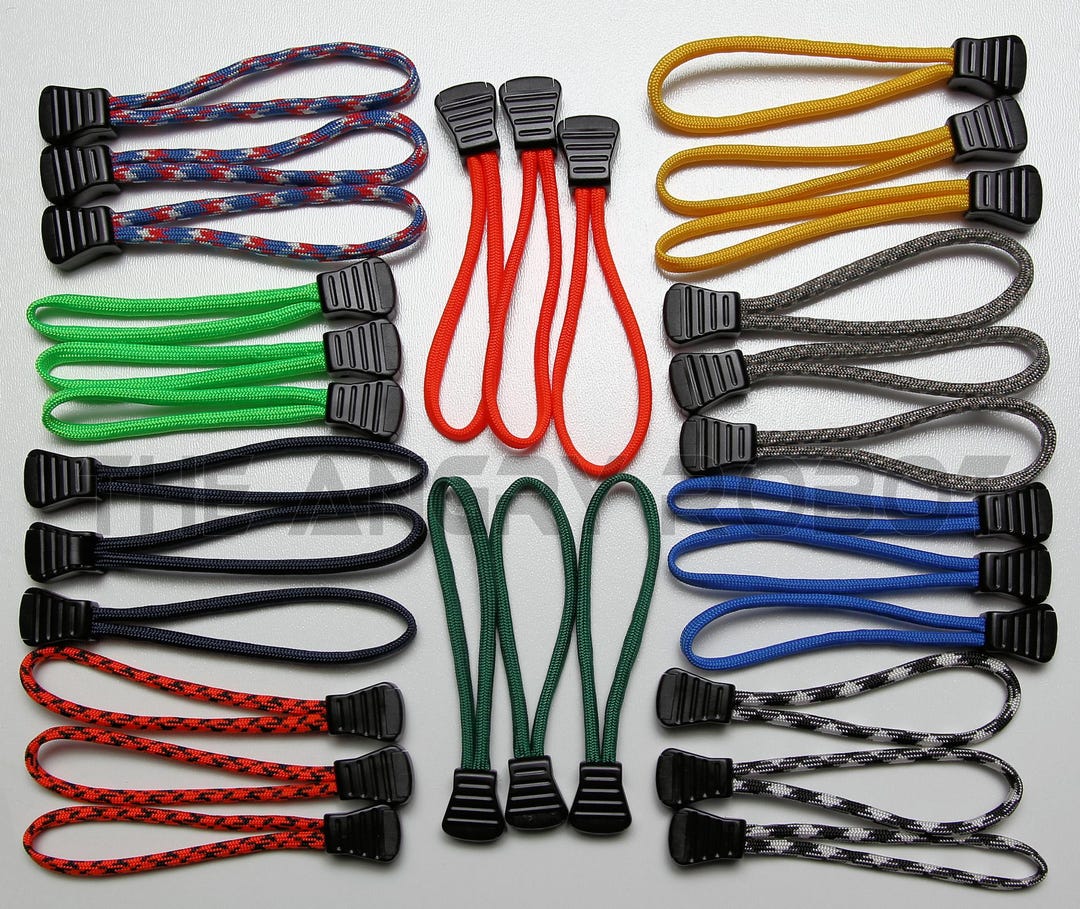 Set of 3, 5 or 10 Basic Paracord Zipper Pulls - Over 200 Different ...
