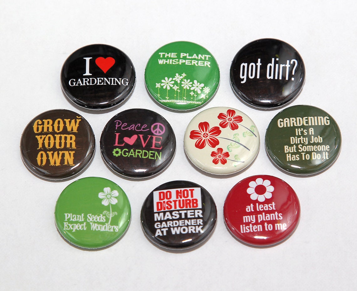 Gardening Set of 10 Pinbacks Buttons Badges 1 Inch Flatbacks | Etsy