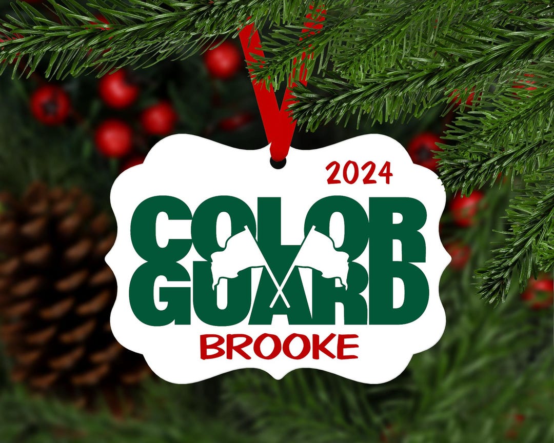 Color Guard Christmas Aluminum Ornament - Name Year Team Colors ...