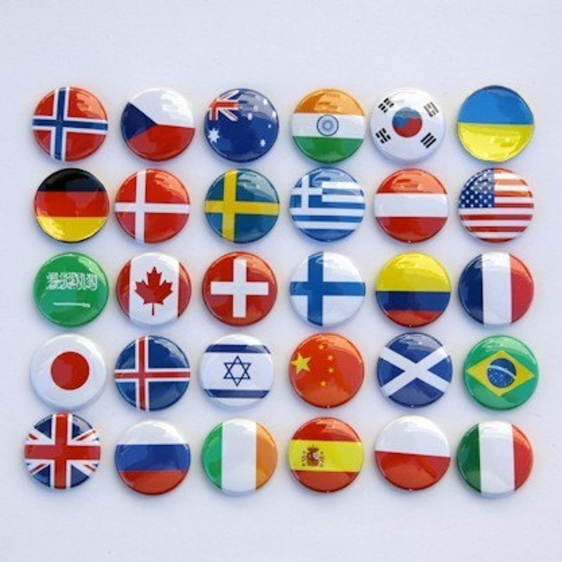 World Flags Buttons - Etsy