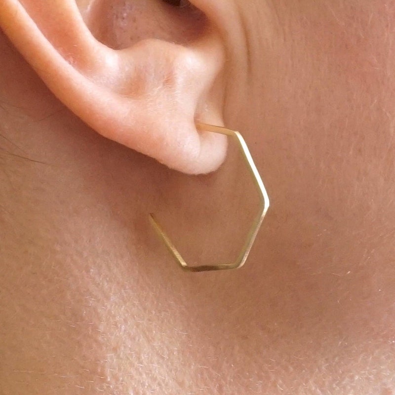 Hexagon Stud Earrings - Etsy