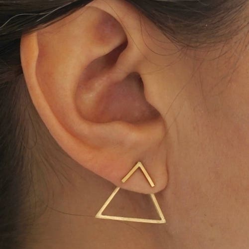 Triangle Earrings Jacket Stud Set Jacket Pair & Stud Pair Hoop - Etsy