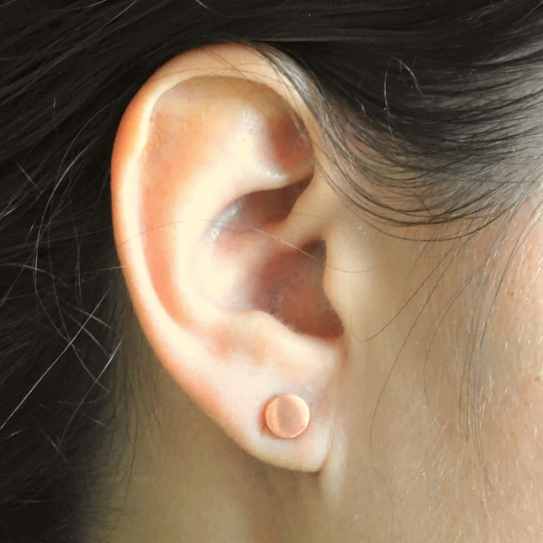 Copper Circle Stud Earrings Minimal Geometric Jewelry Thick Solid ...
