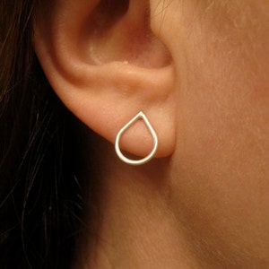 Tear Drop Stud Earrings, Sterling Silver Rain Drop Earring Studs, Simple Silver Studs, Droplet ...