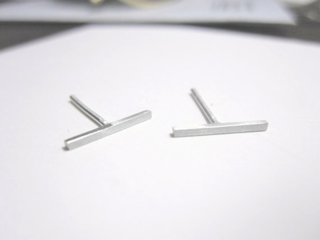11mm Bar Stud Earrings Handmade Solid Sterling Silver Stud Earrings ...