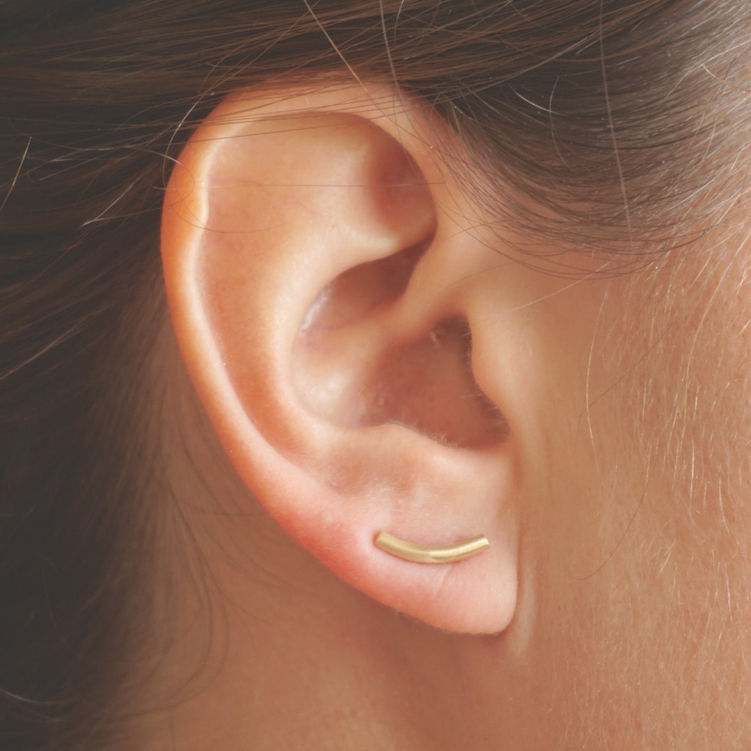 12mm Small Sterling Silver Ear Climber or Gold Colored Brass ...