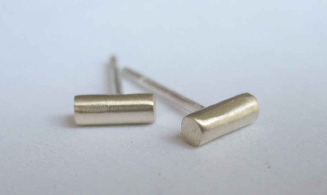 14K Gold Filled Mini 5mm Gold Colored Bar Studs With Sterling - Etsy