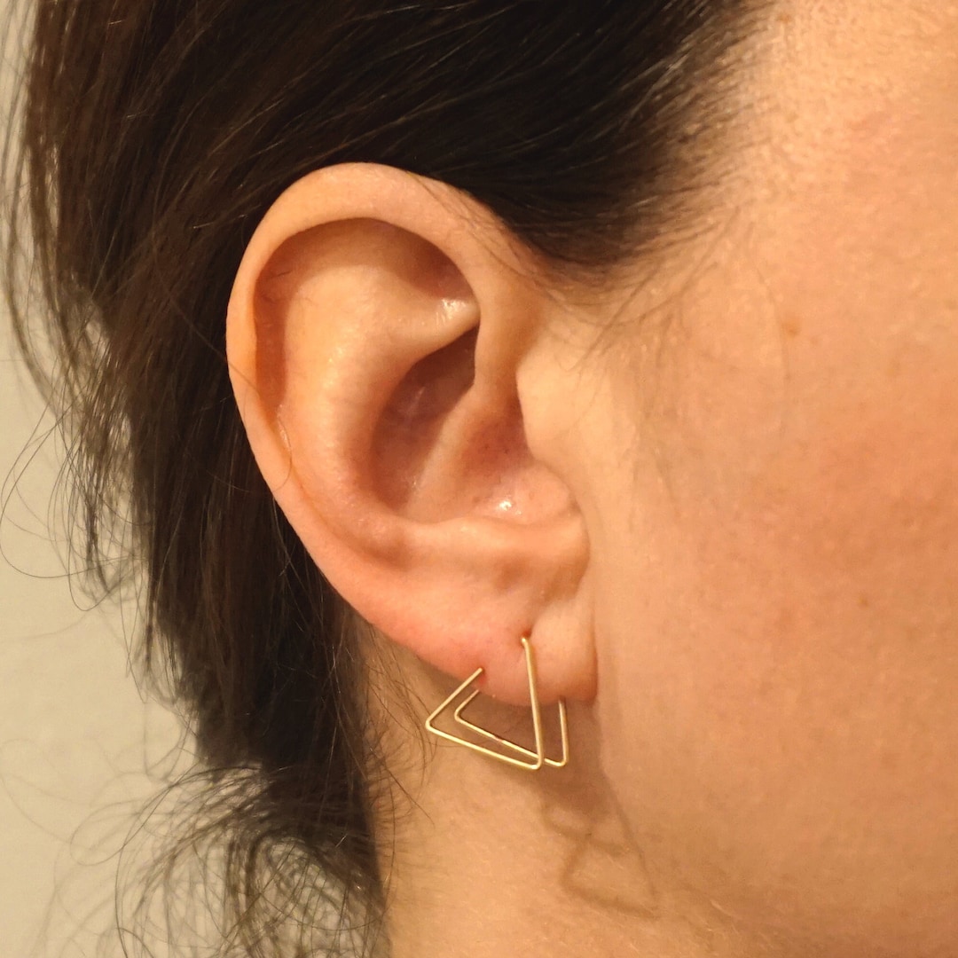 Double Triangle Threader Earring Geometric Hoop Dangle Jewelry ...